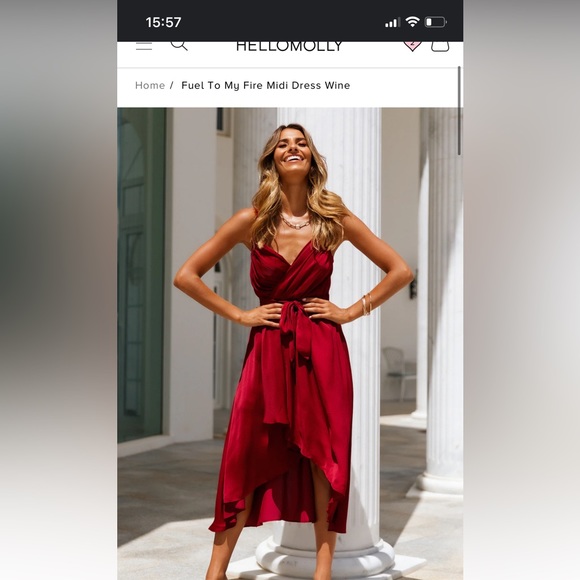 Hello Molly | Dresses | Hello Molly Fuel To My Fire Midi Dress Wine ...